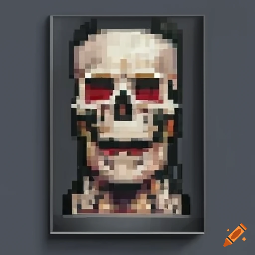 Pixel art skeleton on Craiyon
