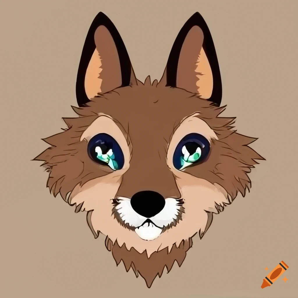 A brown wolf furry, with cute eyes, standing