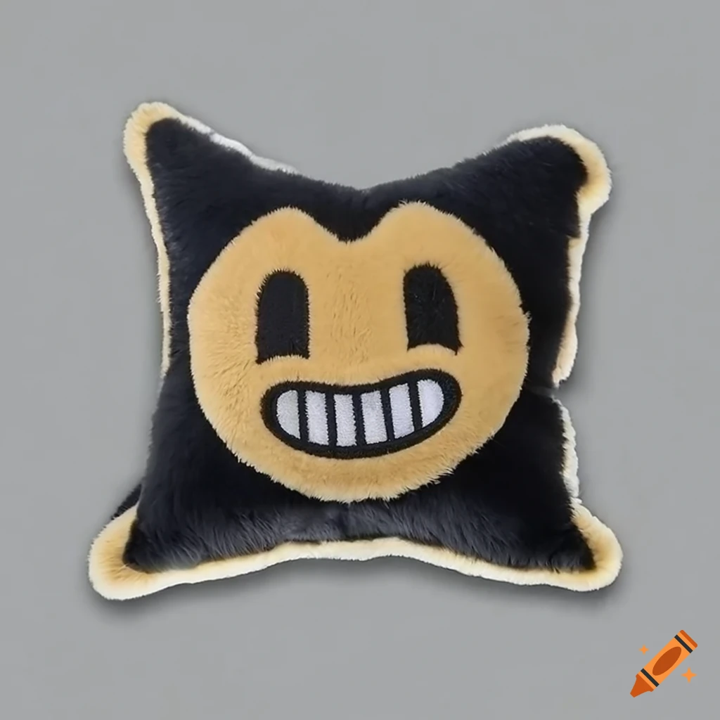 Real life, a shot of, a plush head pillow of, batim, adorable bendy ...