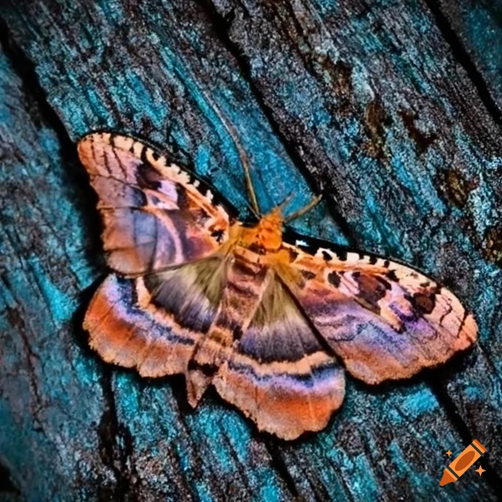 Pixelated moth in the starry night, nocturnal colours on Craiyon