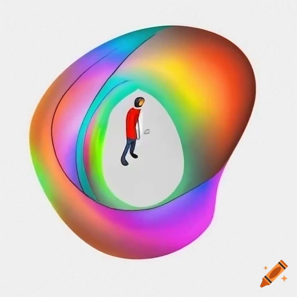 A man standing in front of a mesmerizing mobius strip on Craiyon