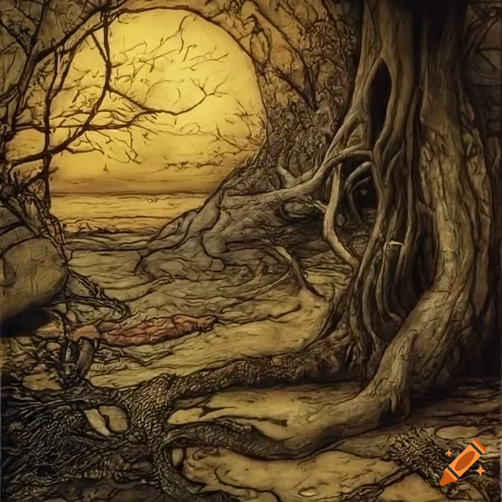 Runes and mystic symbols painted on rocks and boulders. totemic imagery ...