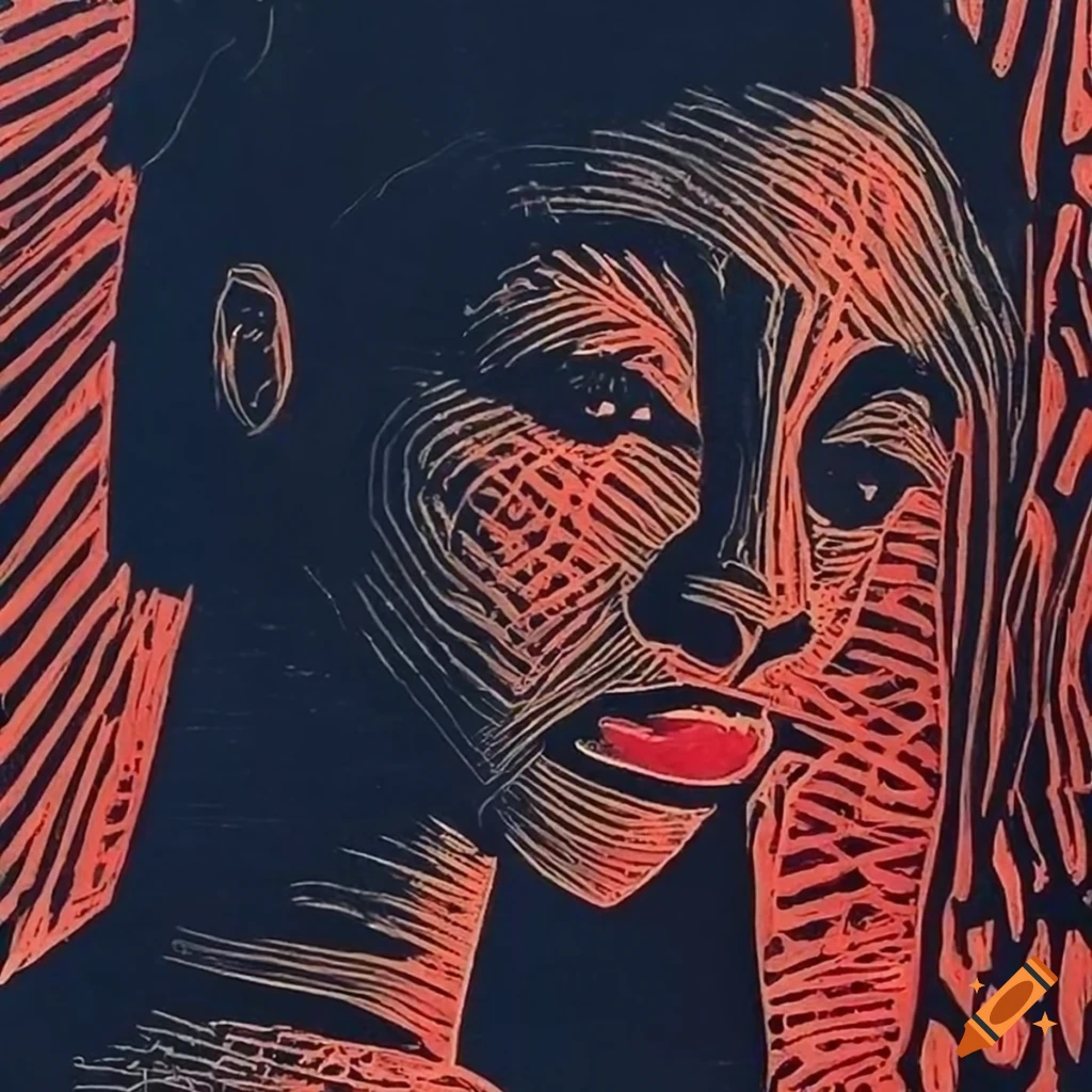 Linocut 1930 suriname dancing slave girls