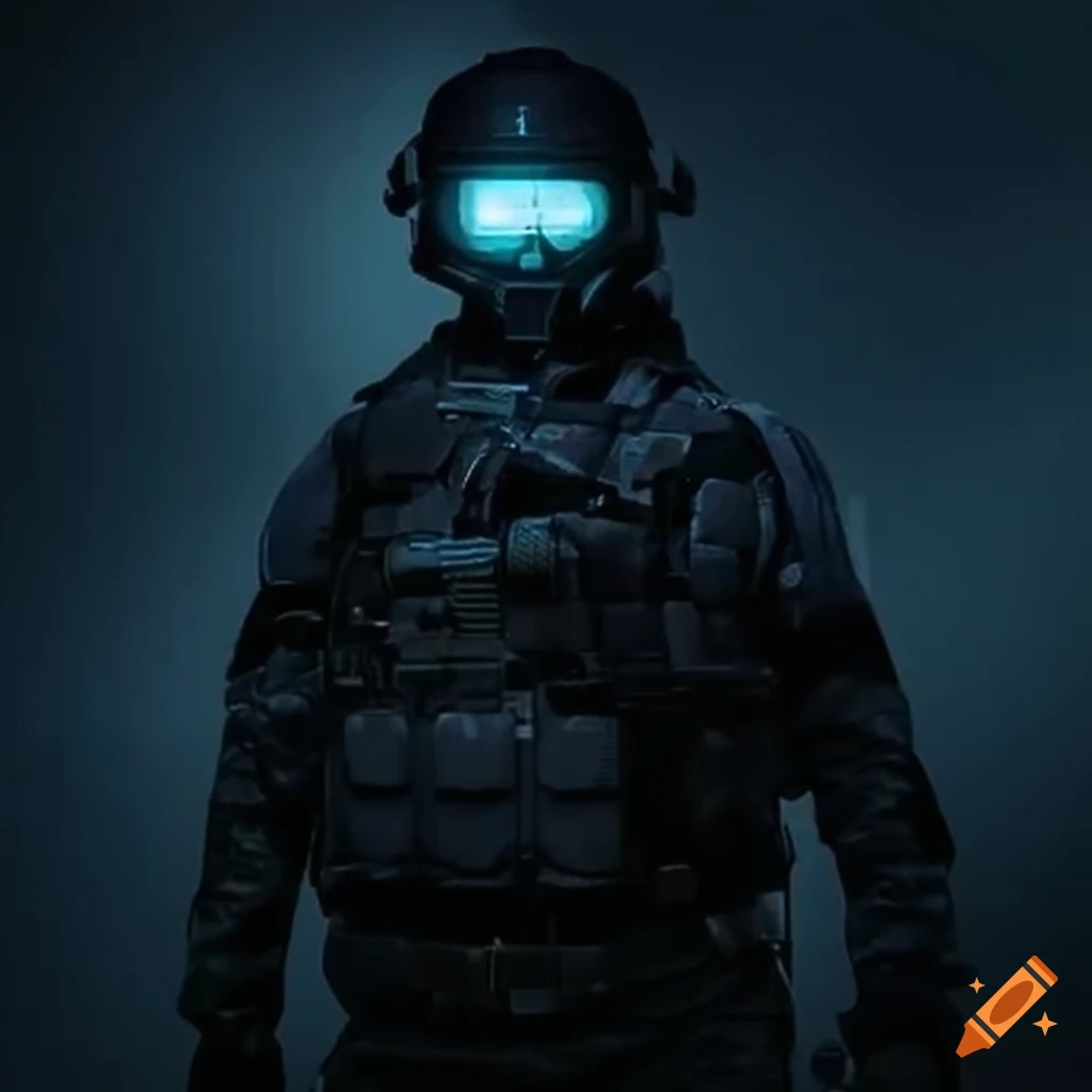 A covert soldier on a night mission in stealth gear