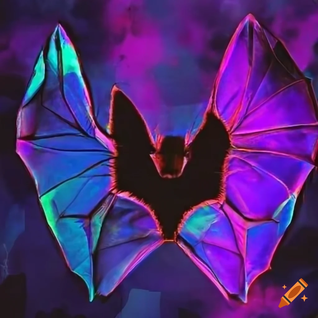 Purple blue glitched bats collage on Craiyon