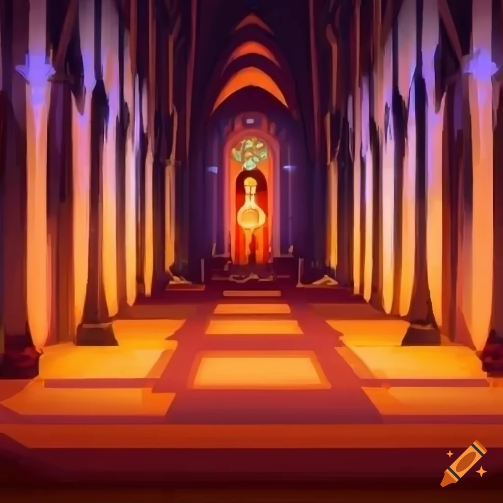 A vast room cathedral interior painterly pokemon battle background on ...