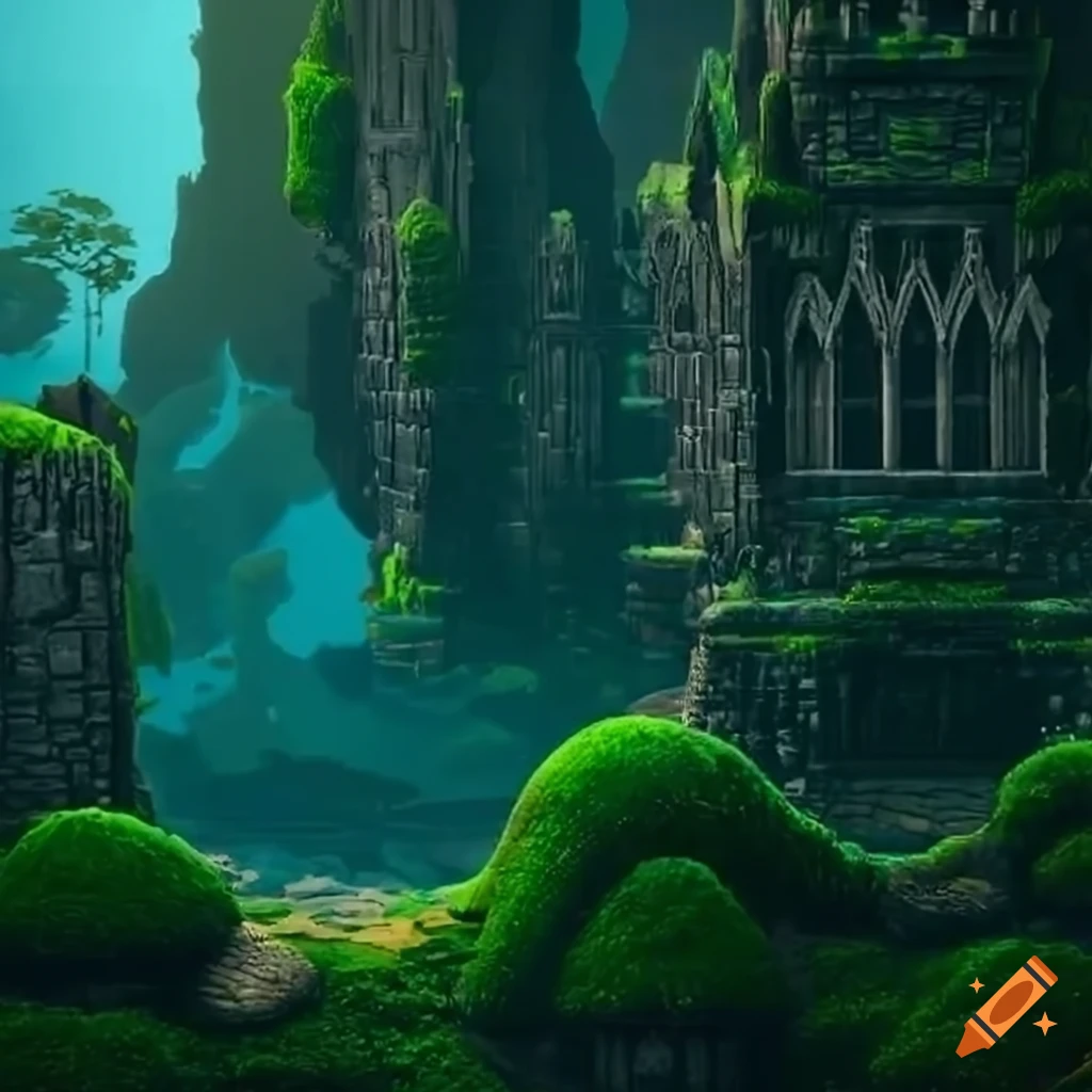 In the background between formation from above fantasy RPG game forest ...