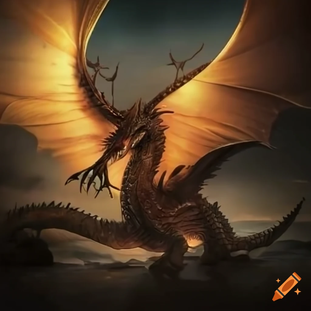A mythical dragon with a title that says "dragon family"