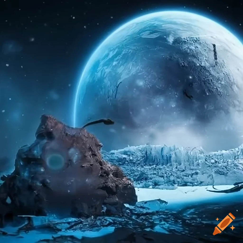 Deck of a junk planet very cold and icey on Craiyon