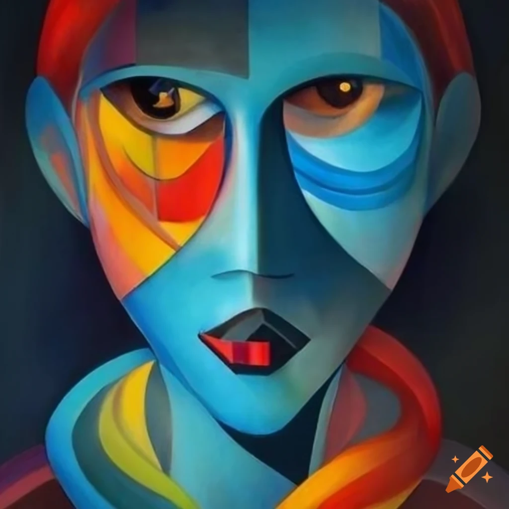 Abstract art showcasing english language learning in a unique cubist style