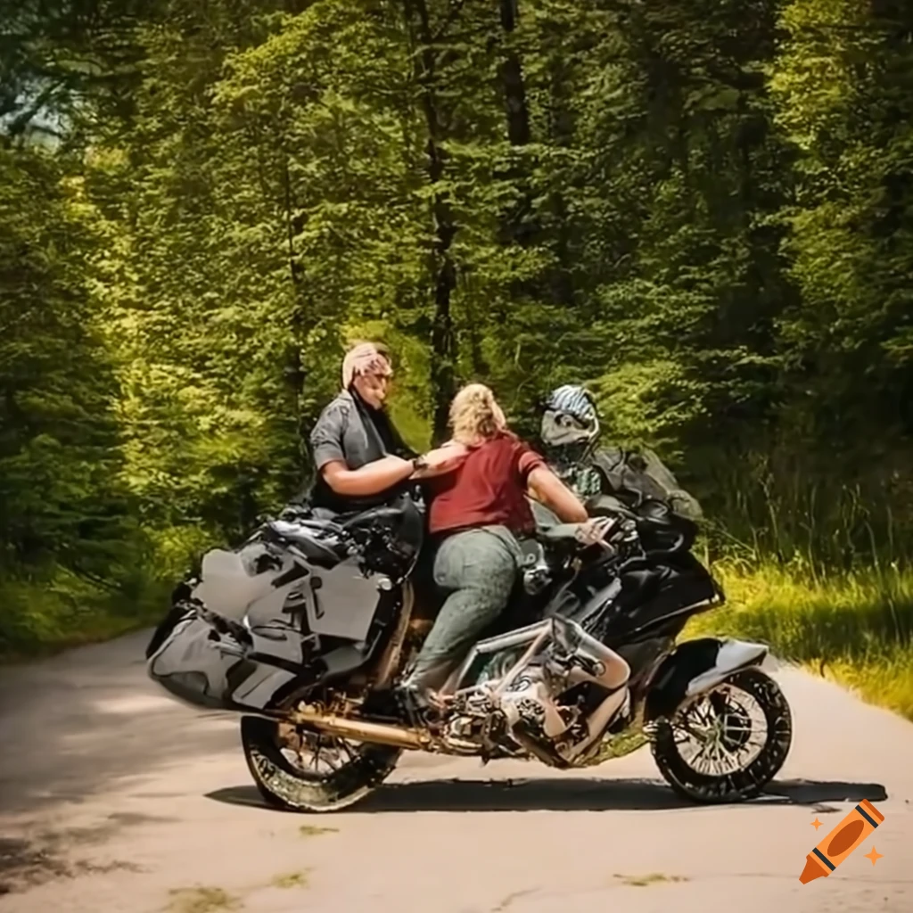 Two friends going on a motorcycle adventure together. one is obese ...
