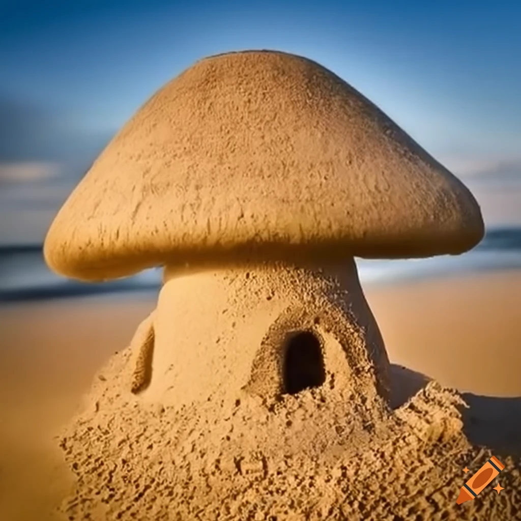 Sand castle in mushroom shape on Craiyon