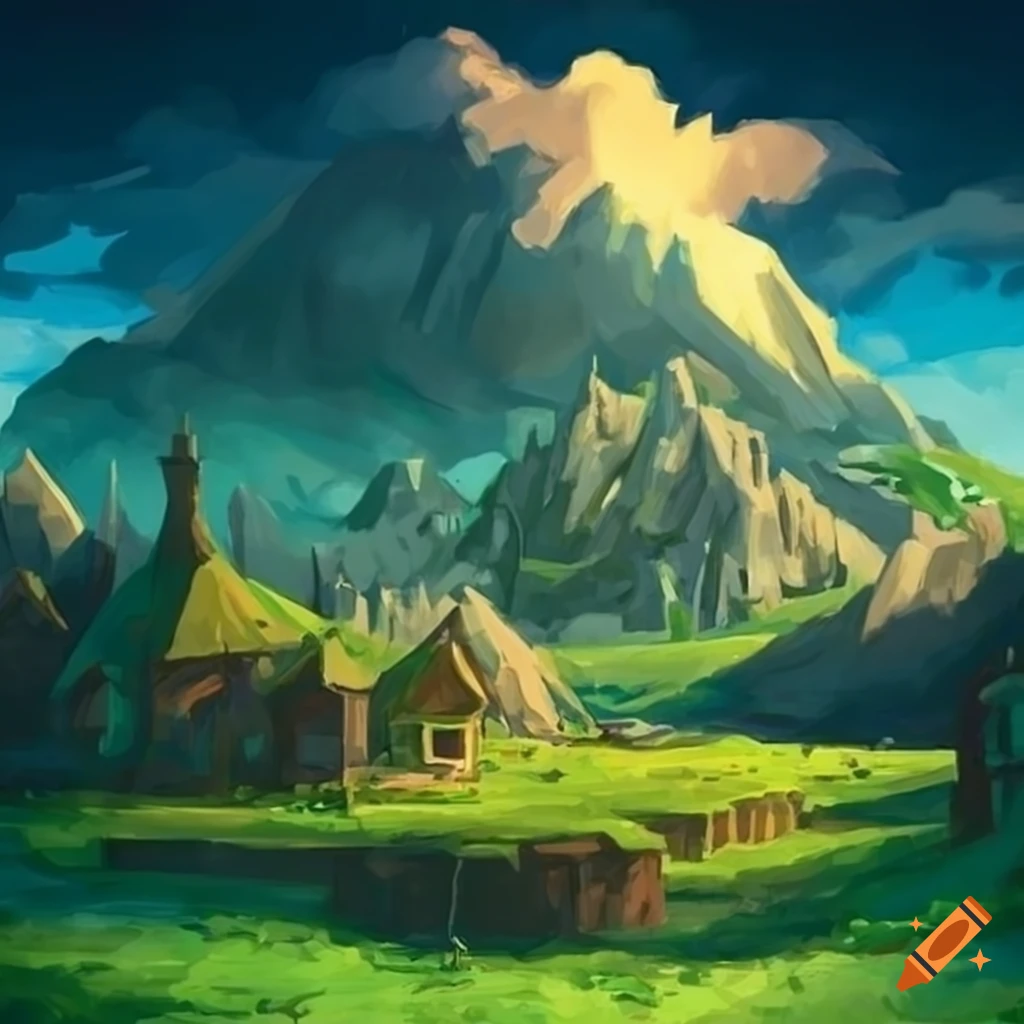 Link and zelda, landscape on Craiyon