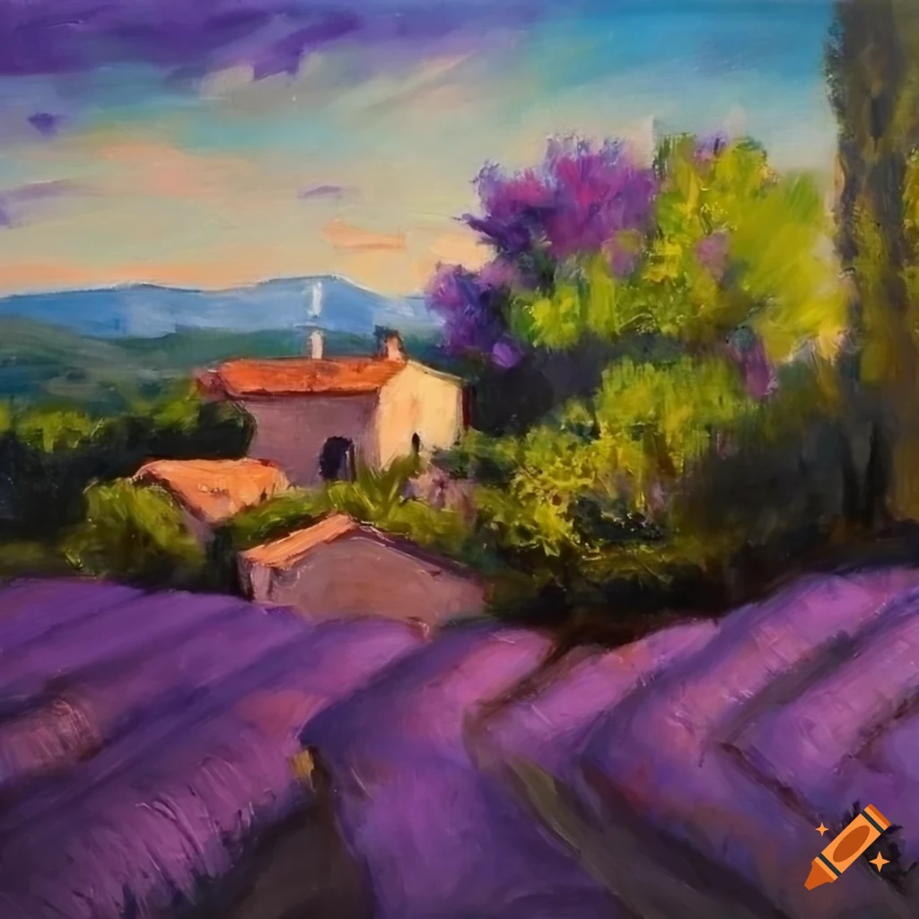 Masterpiece of a large Provence landscape, country side and small ...