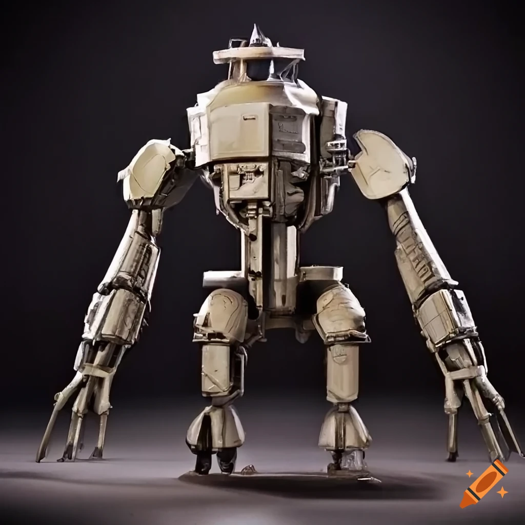 Walking mechanical vehicle kitbashed and designed by ralph mcquarrie