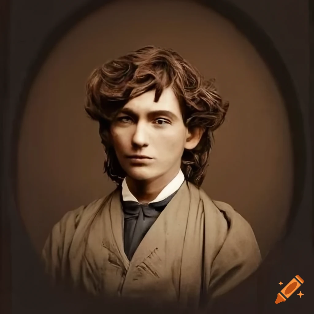 1870 young adult male farmer and scholar brown hair photograph on Craiyon