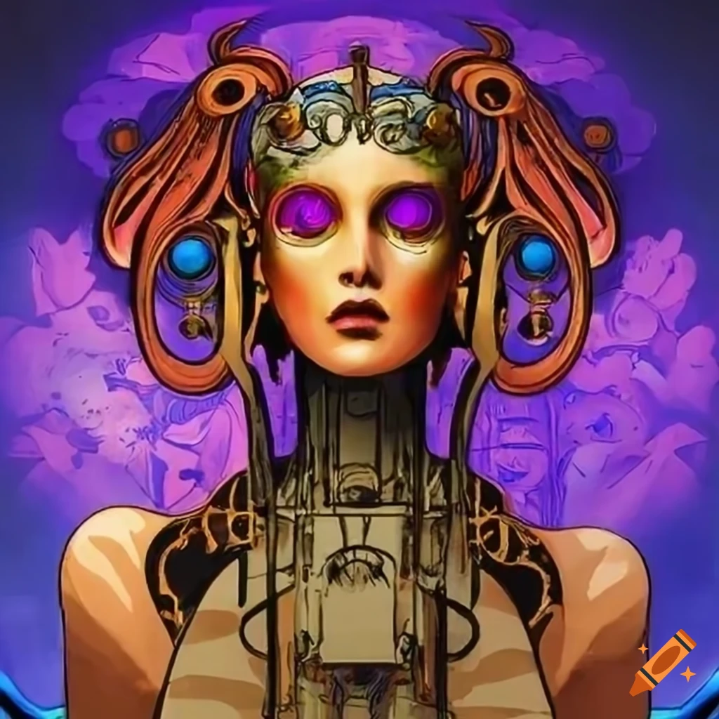 Representation of the android from metropolis in art nouveau style on ...