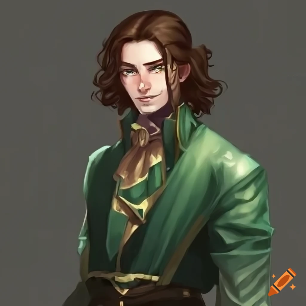 Dnd male bard, square face shape, young, brown hair, high-detailed, 4k ...