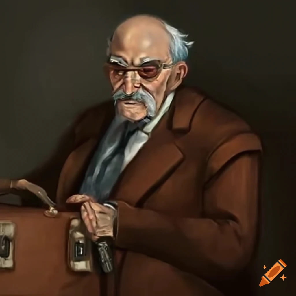 Old secret agent with a sidearm and a suitcase