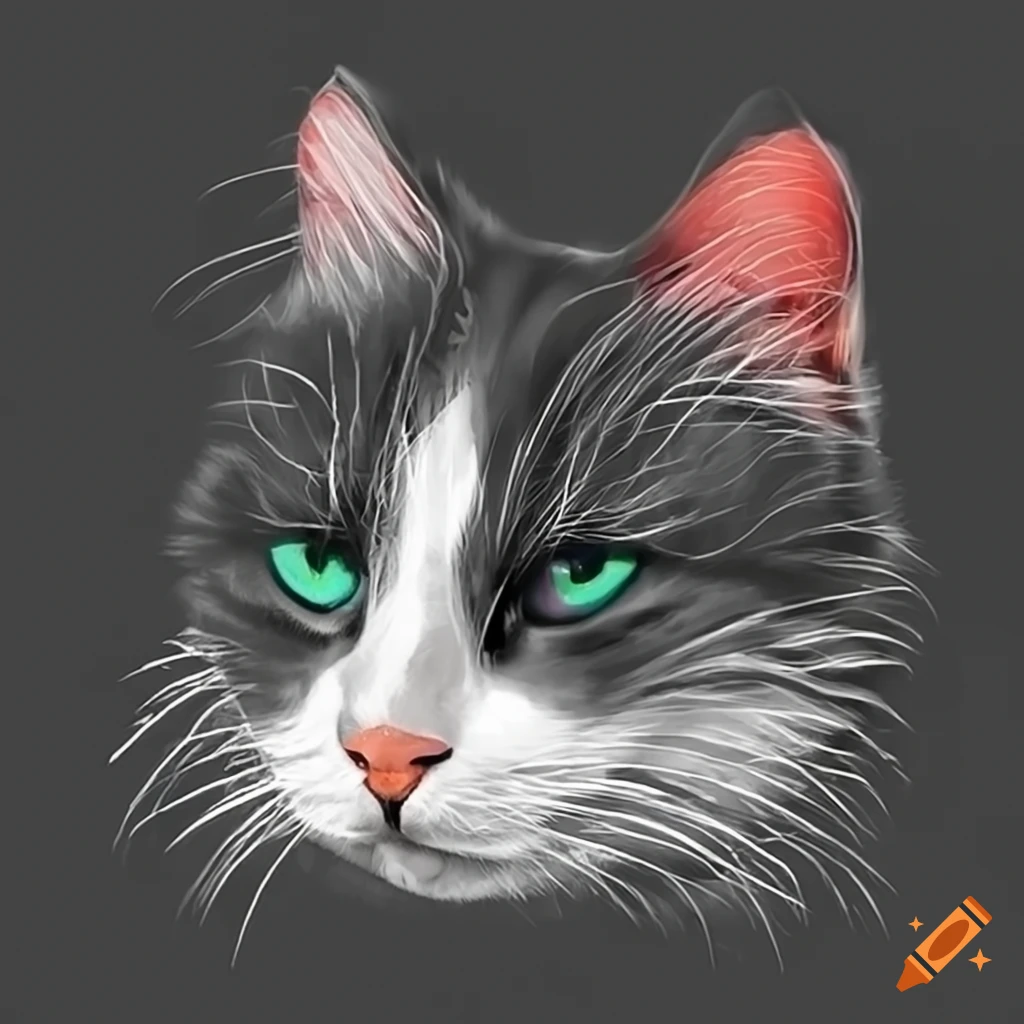 Black and white cat on Craiyon