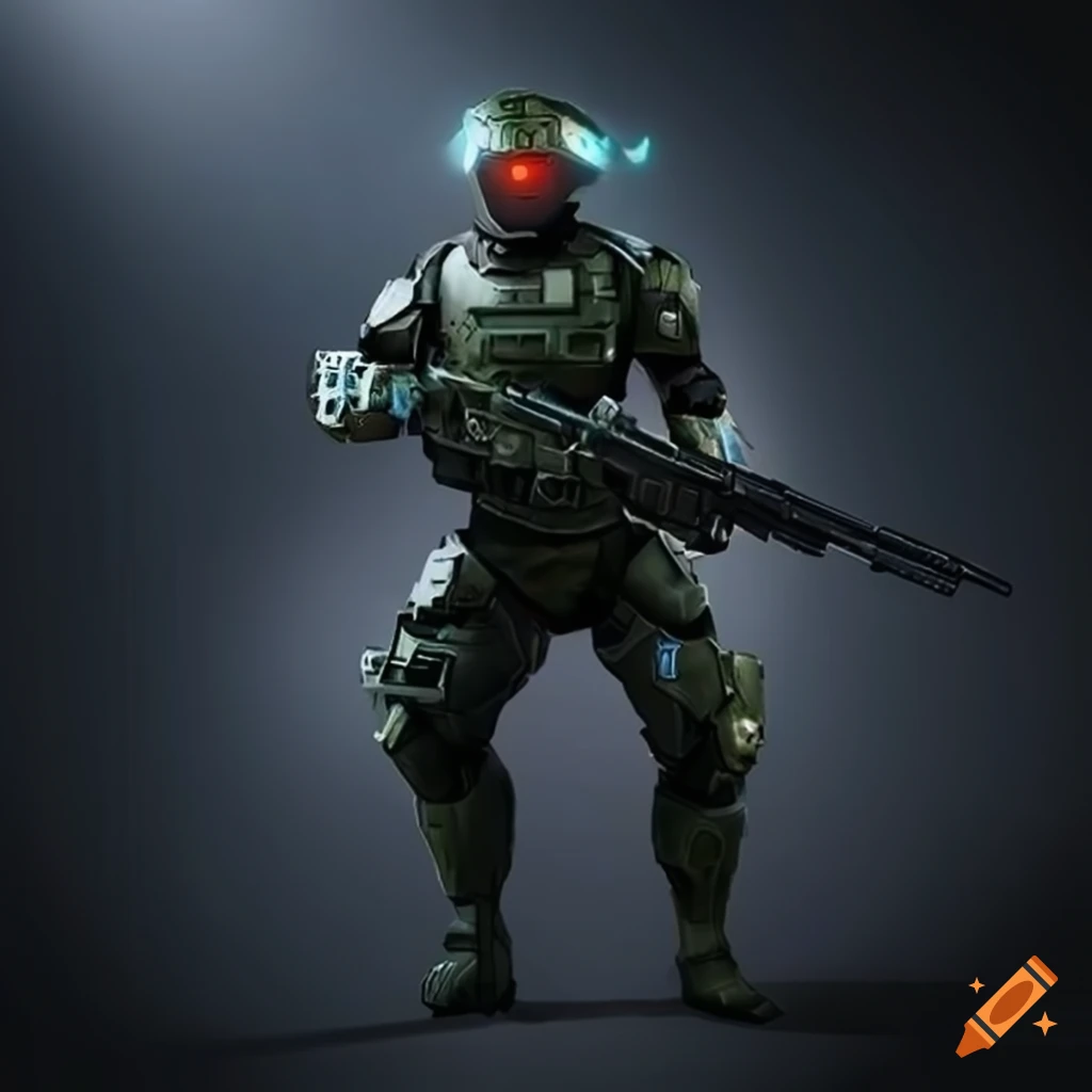 Full body futuristic armored soldier