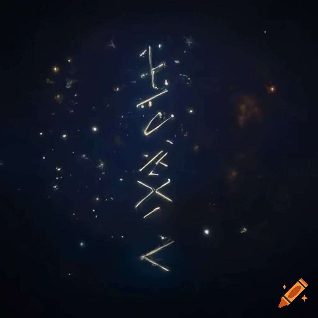 Magical runes floating in the air at night on Craiyon