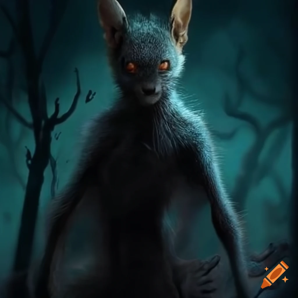 Monster with squirrel, fox, and bat traits on Craiyon