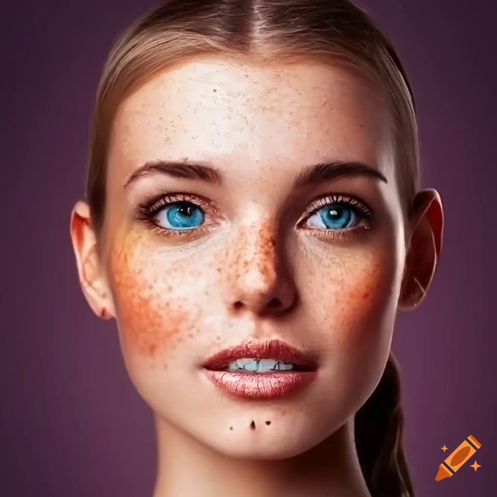 Beautiful young woman delicate freckles radiant smile on Craiyon