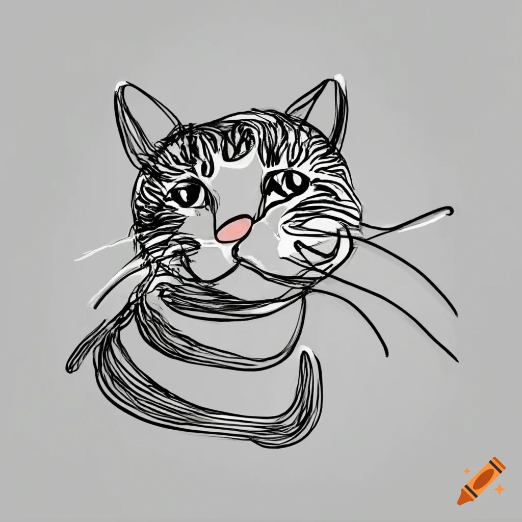 Cat Face Line Drawing