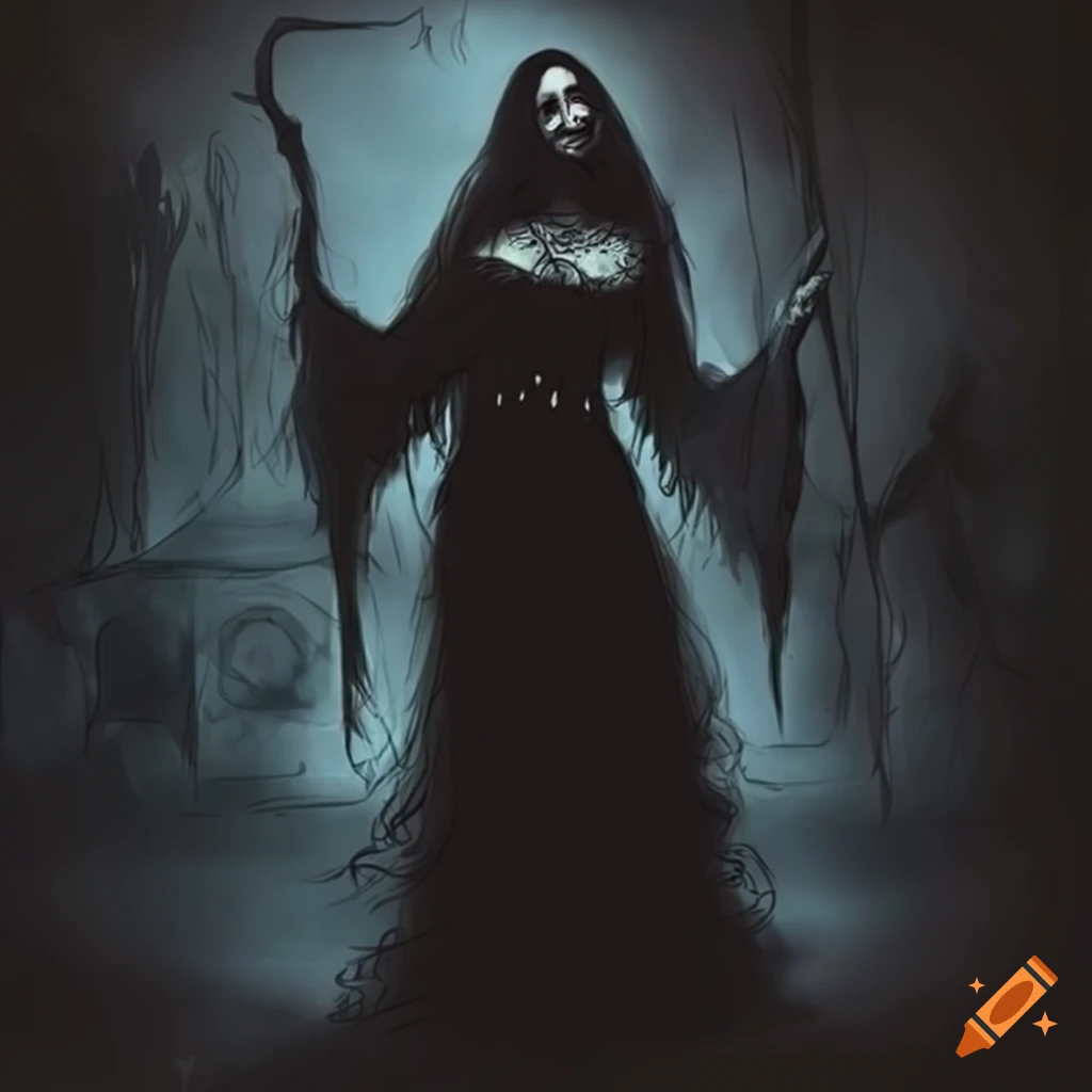 A scary black witch on Craiyon