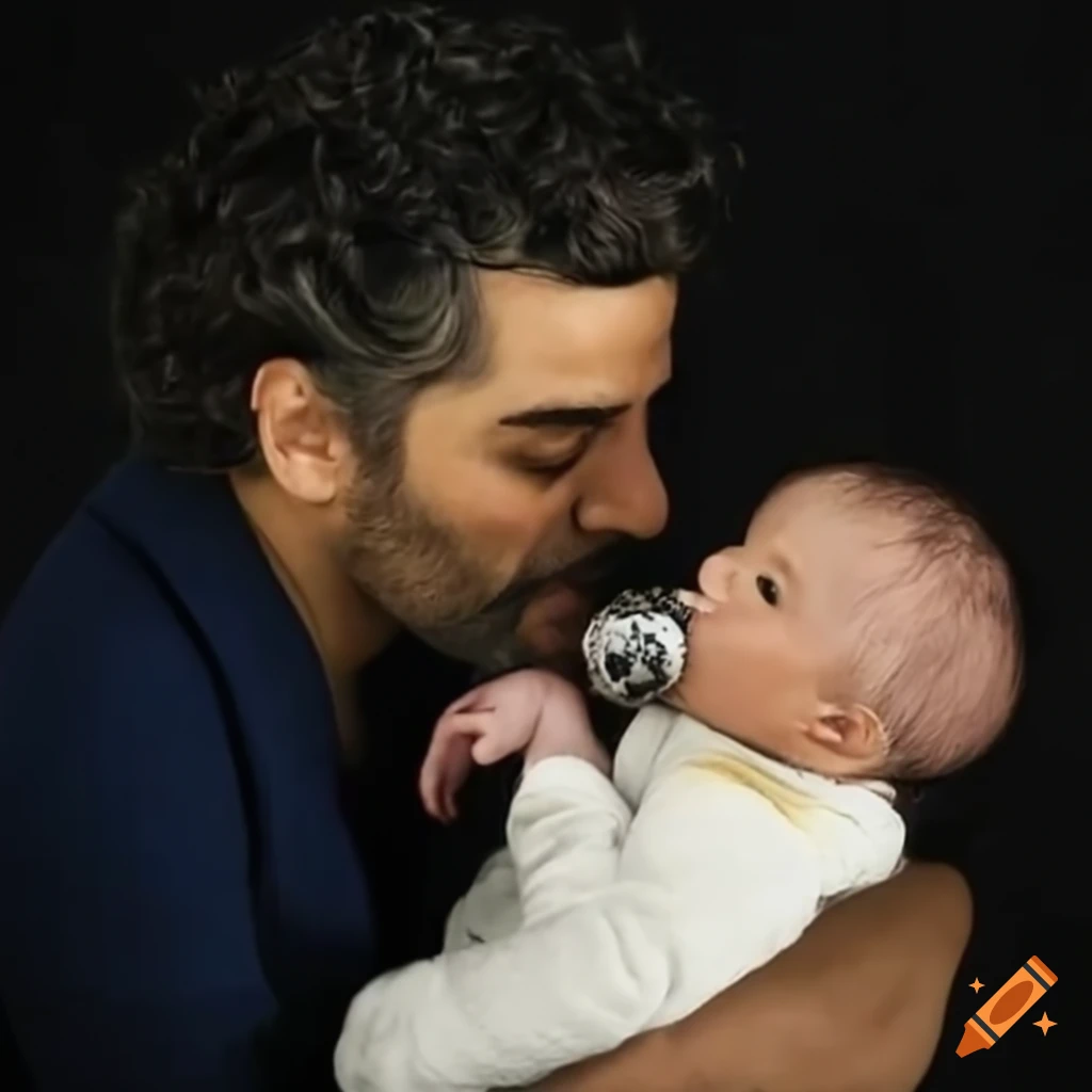 Oscar isaac holding a baby on Craiyon