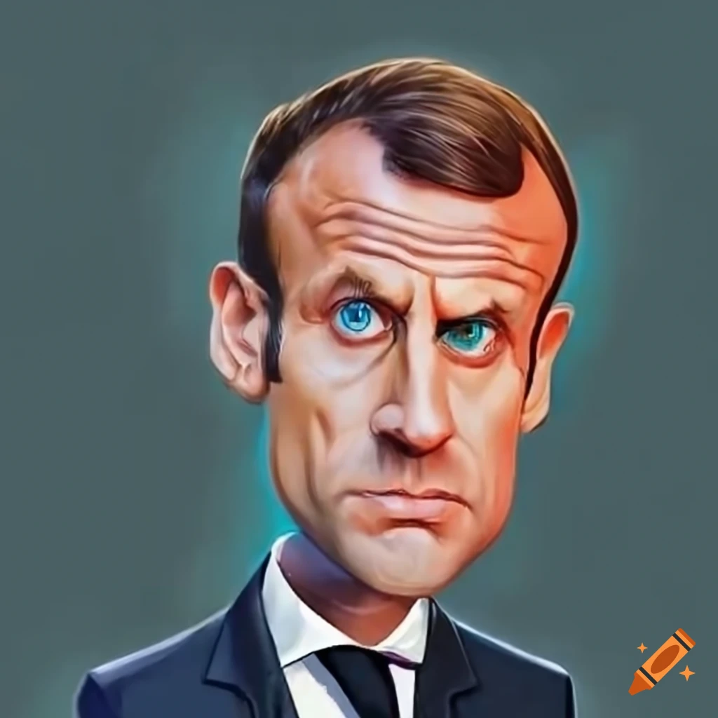 Macron humourous caricature on Craiyon