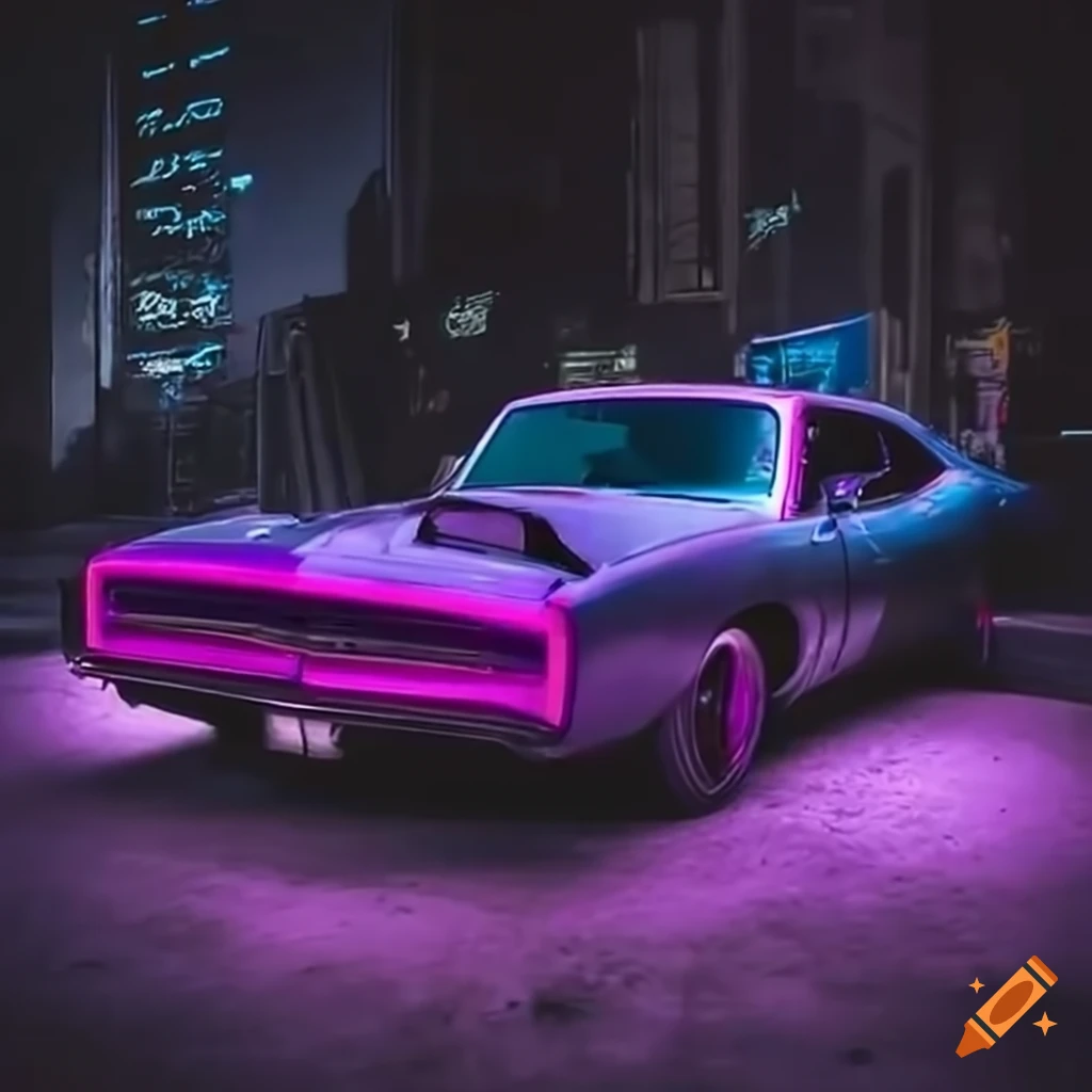 Powerful oldschool cyberpunk dodge charger on Craiyon