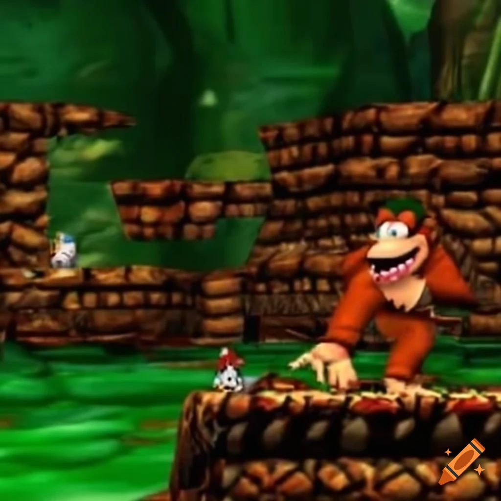 Screenshot of a donkey kong country 3 remake on Craiyon