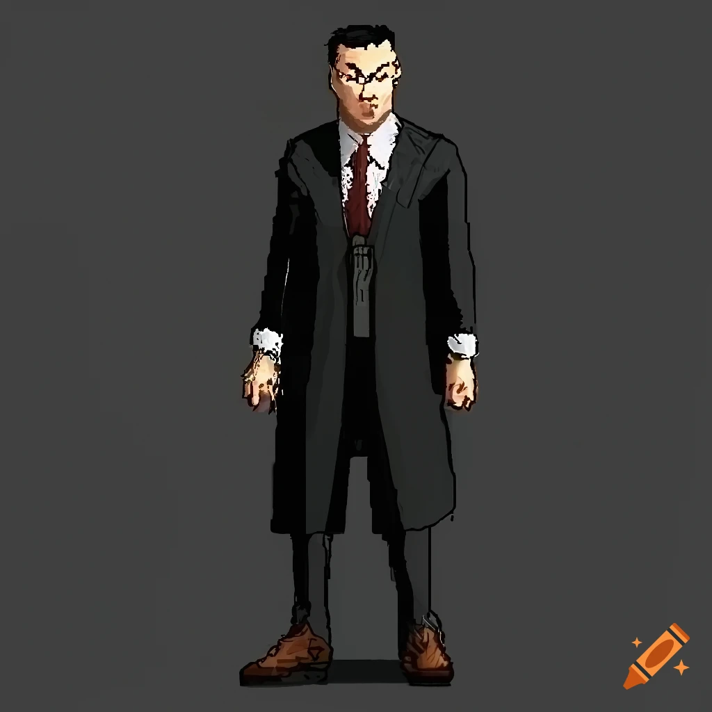 Man in suit front view full body rpg maker style on Craiyon