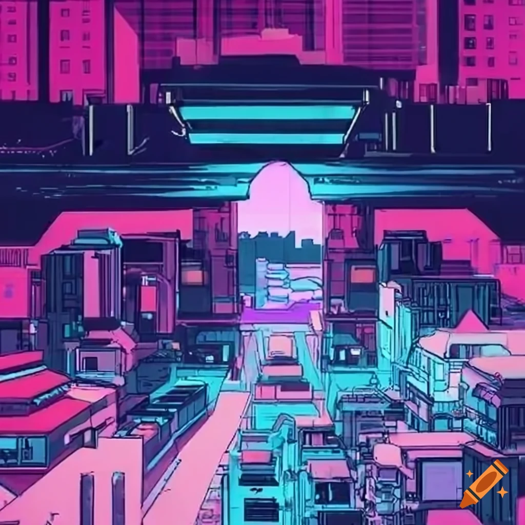 Futuristic sci-fi city, retro manga anime style, inspired by Osamu ...