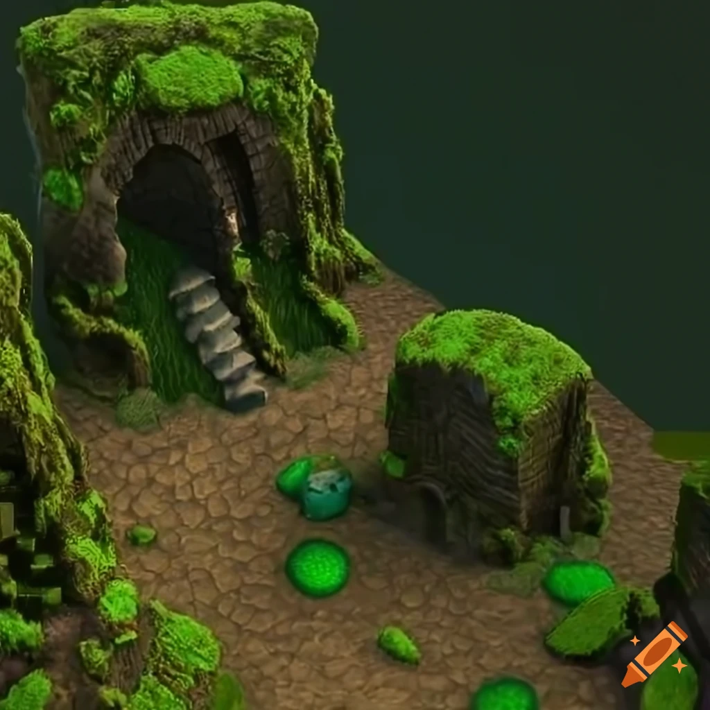 In the background between formation from above fantasy RPG game forest ...