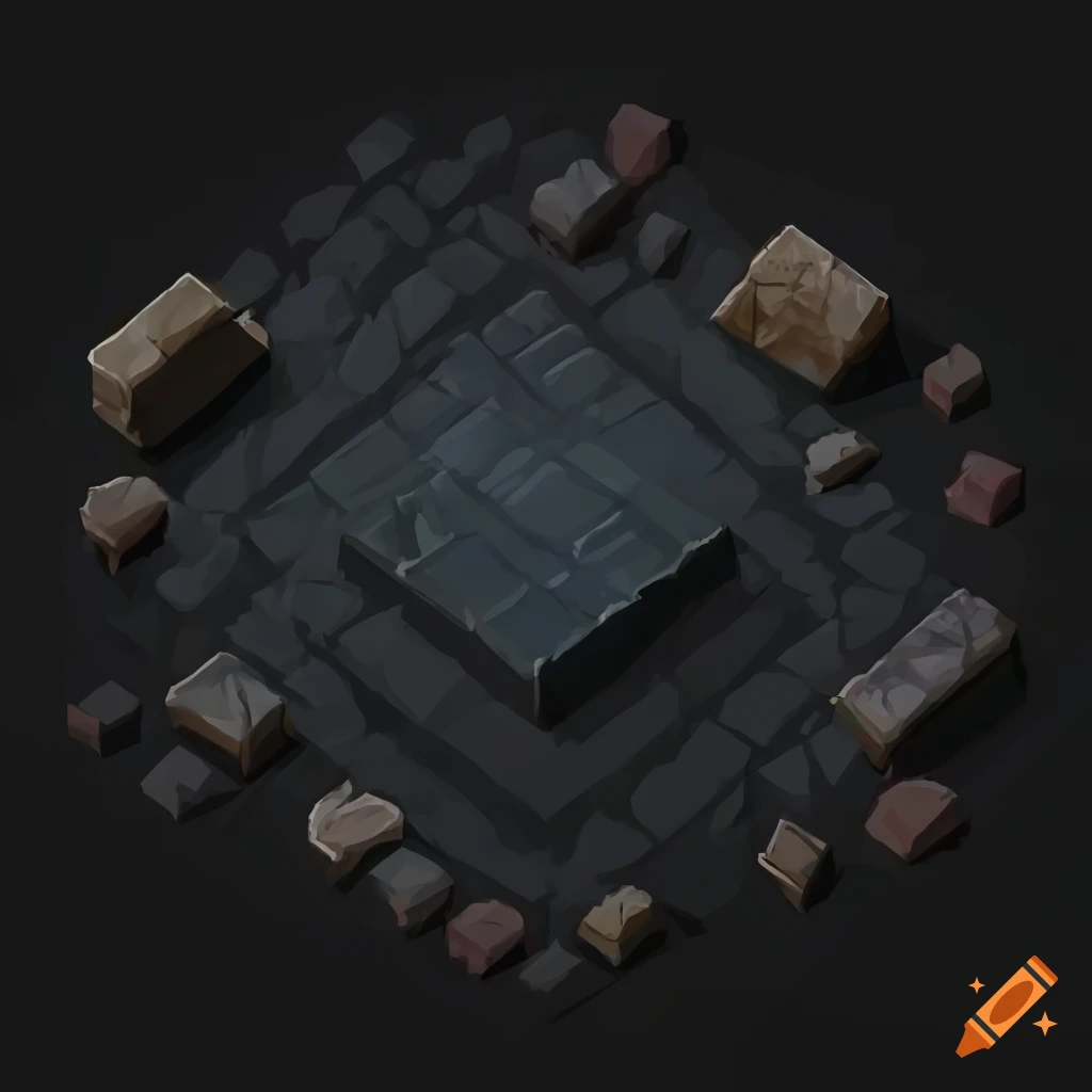 Marble stone rpg isometric empty tiles black background on Craiyon