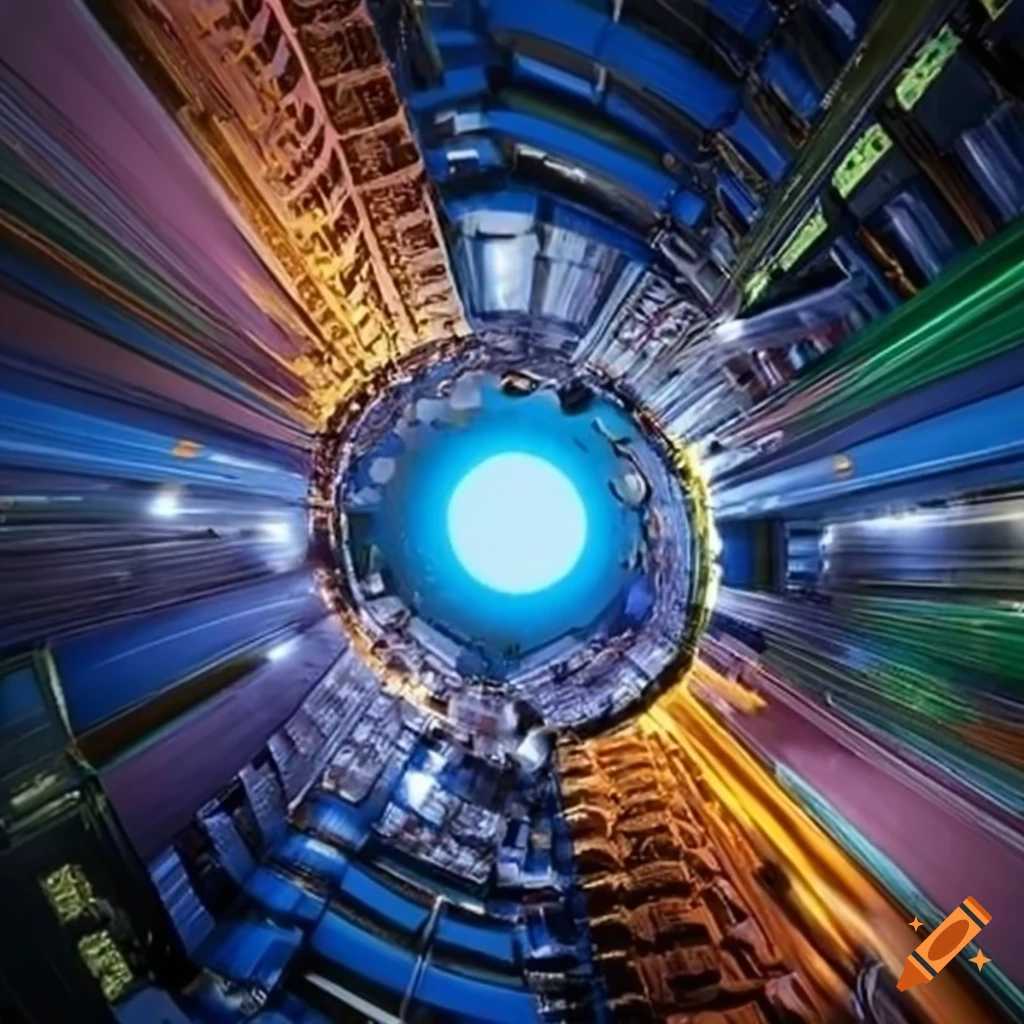 Large hadron collider with gold and jewels on edge on Craiyon