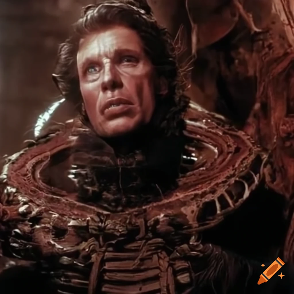 Production stills from Krull 2 set in the spider realm on Craiyon