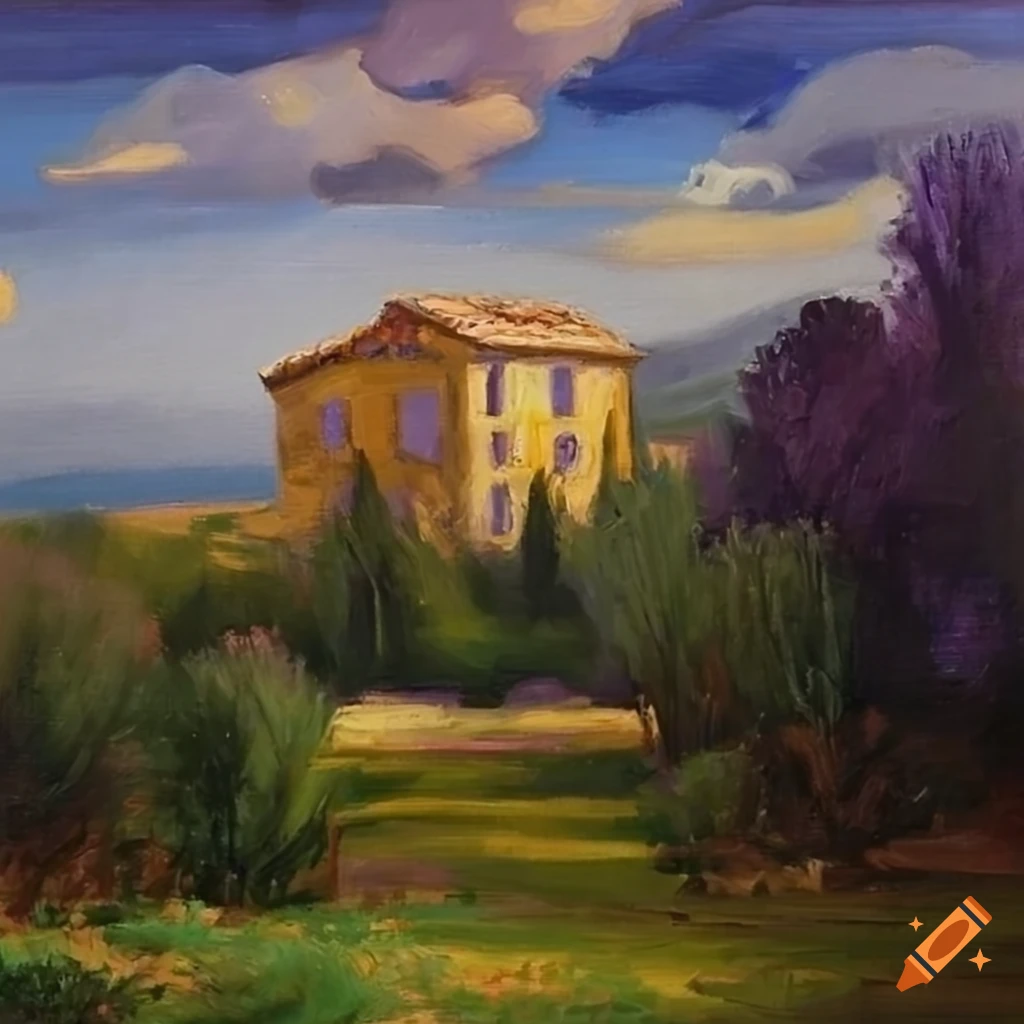 Masterpiece of a large provence landscape, frog perspective, country ...