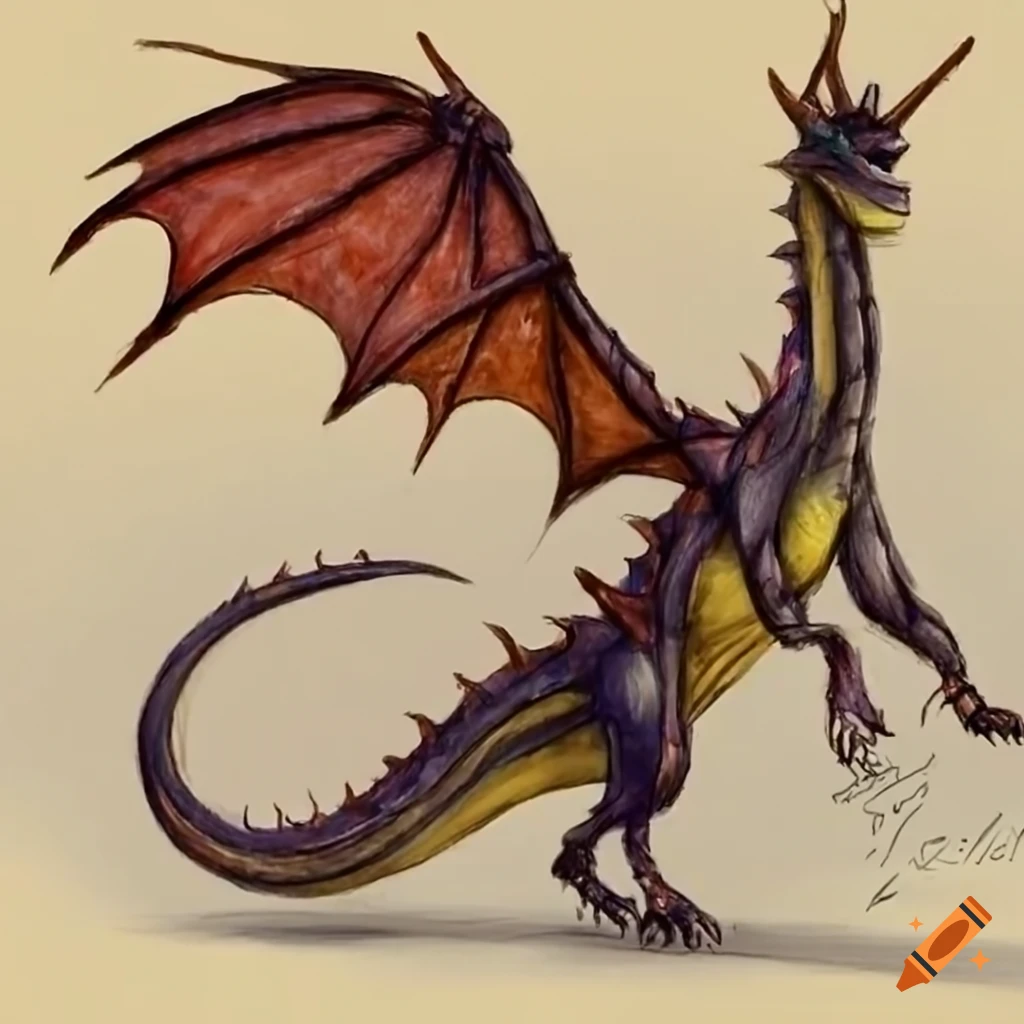 Goofy childish dragon drawing on Craiyon