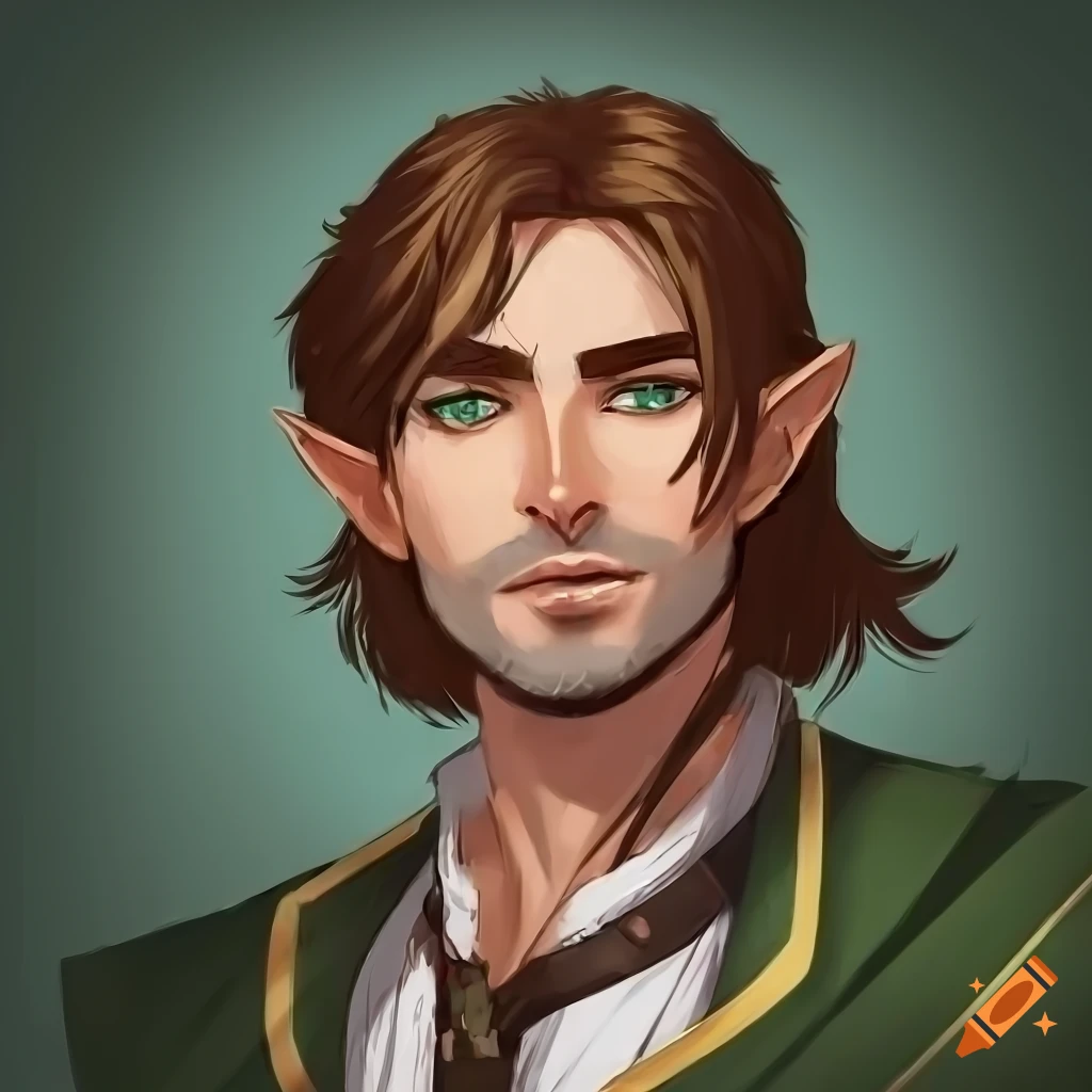 Dnd male bard, square face shape, young, brown hair, high-detailed, 4k ...