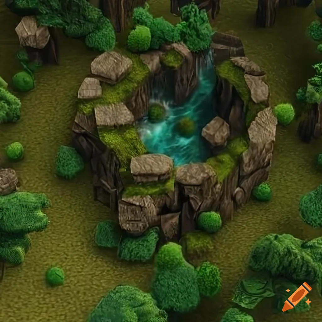 In the background between formation from above fantasy rpg game forest ...