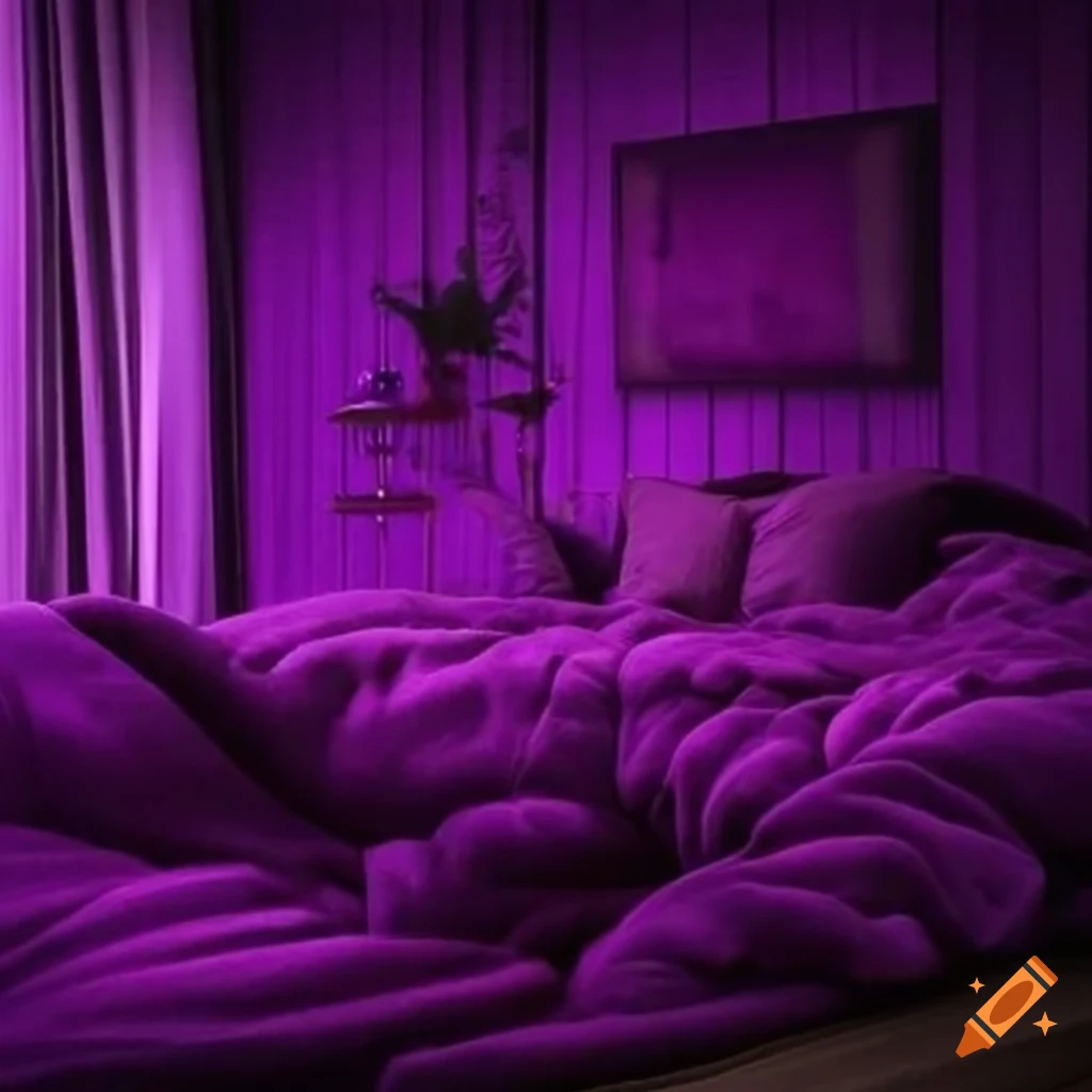 A cozy bed with a rich purple color on Craiyon