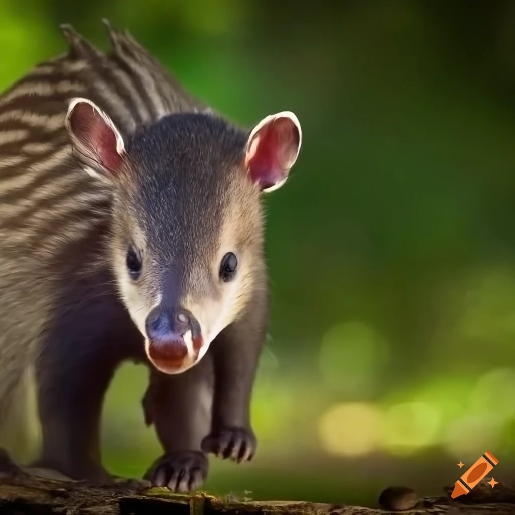 A fantasy trunked animal with traits of both a badger and a baby tapir ...