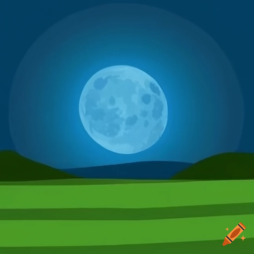 A blue mule in a green field under a full moon at night on Craiyon