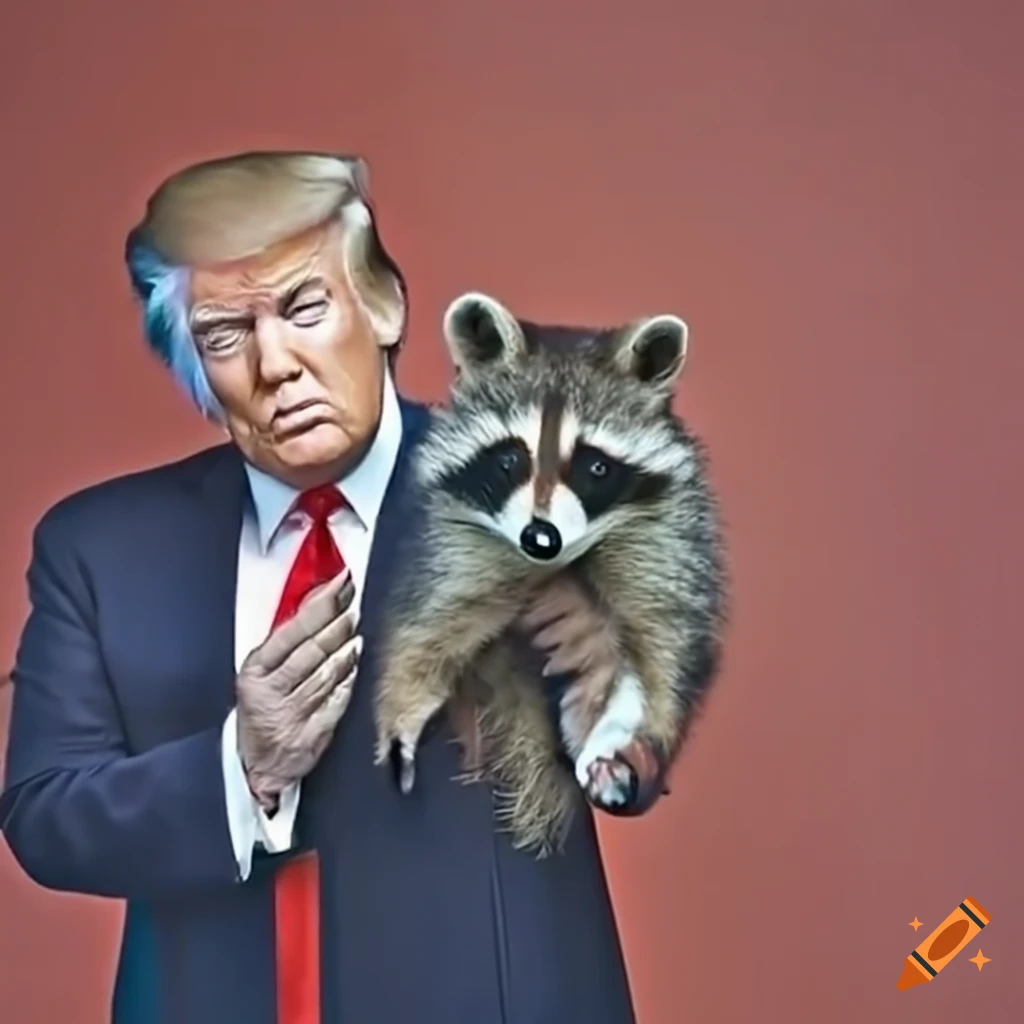 Donald trump holding a raccoon on Craiyon