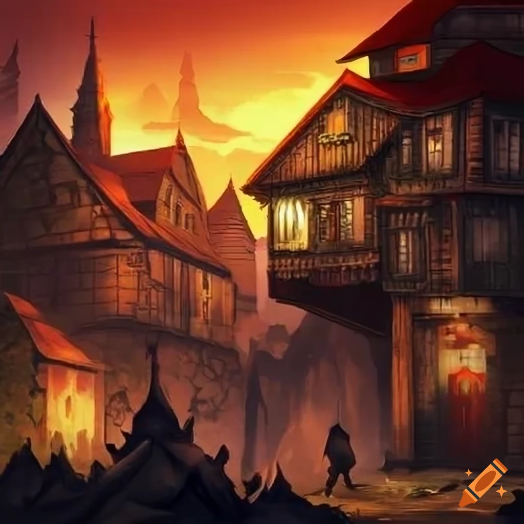 Cover for RPG adventure video game music for towns on Craiyon