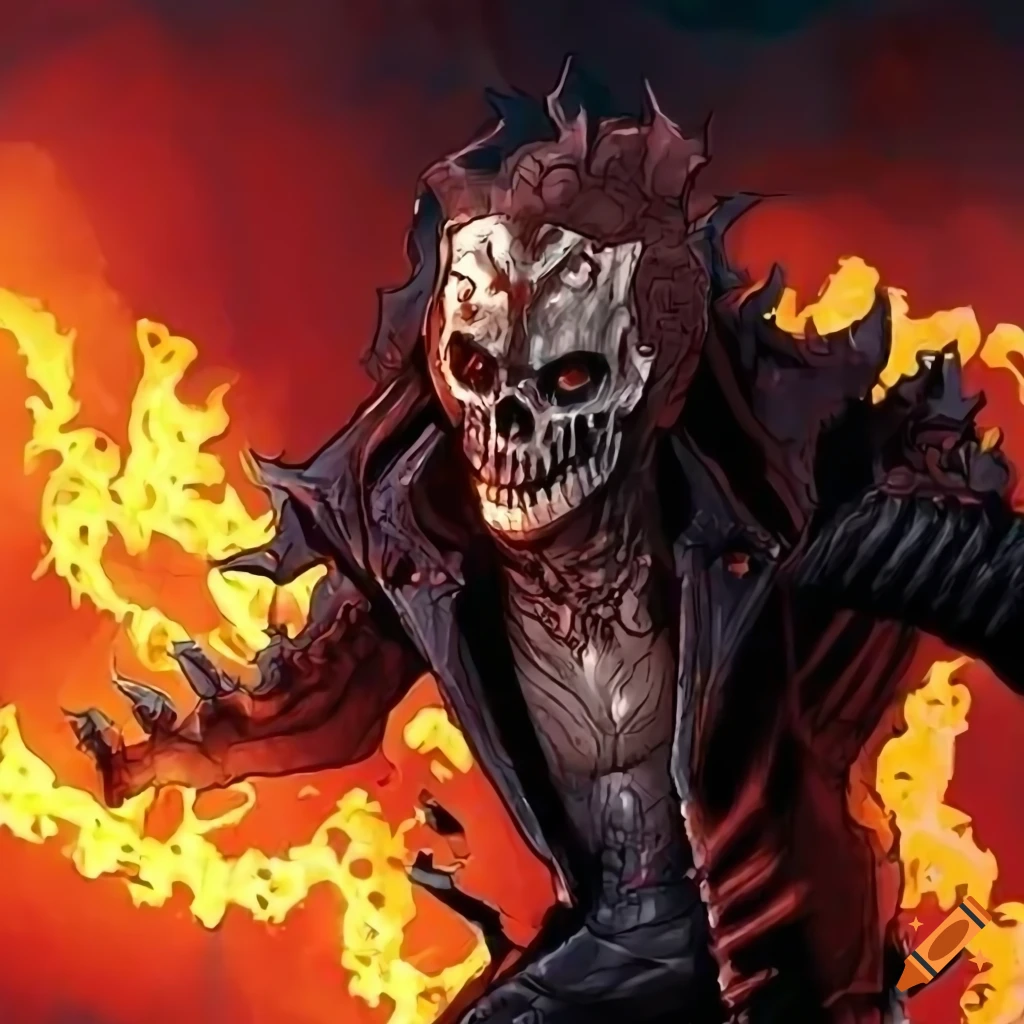 Ghost rider and dante fusion concept art high detail without background